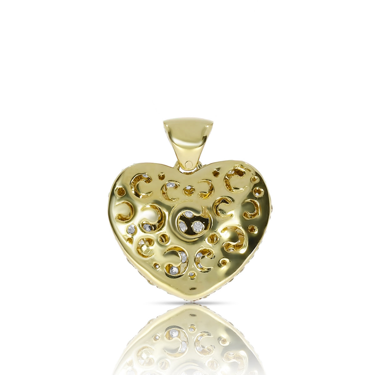 Round Heart Shape Diamonds Pendant in 14K White Gold YB Soul