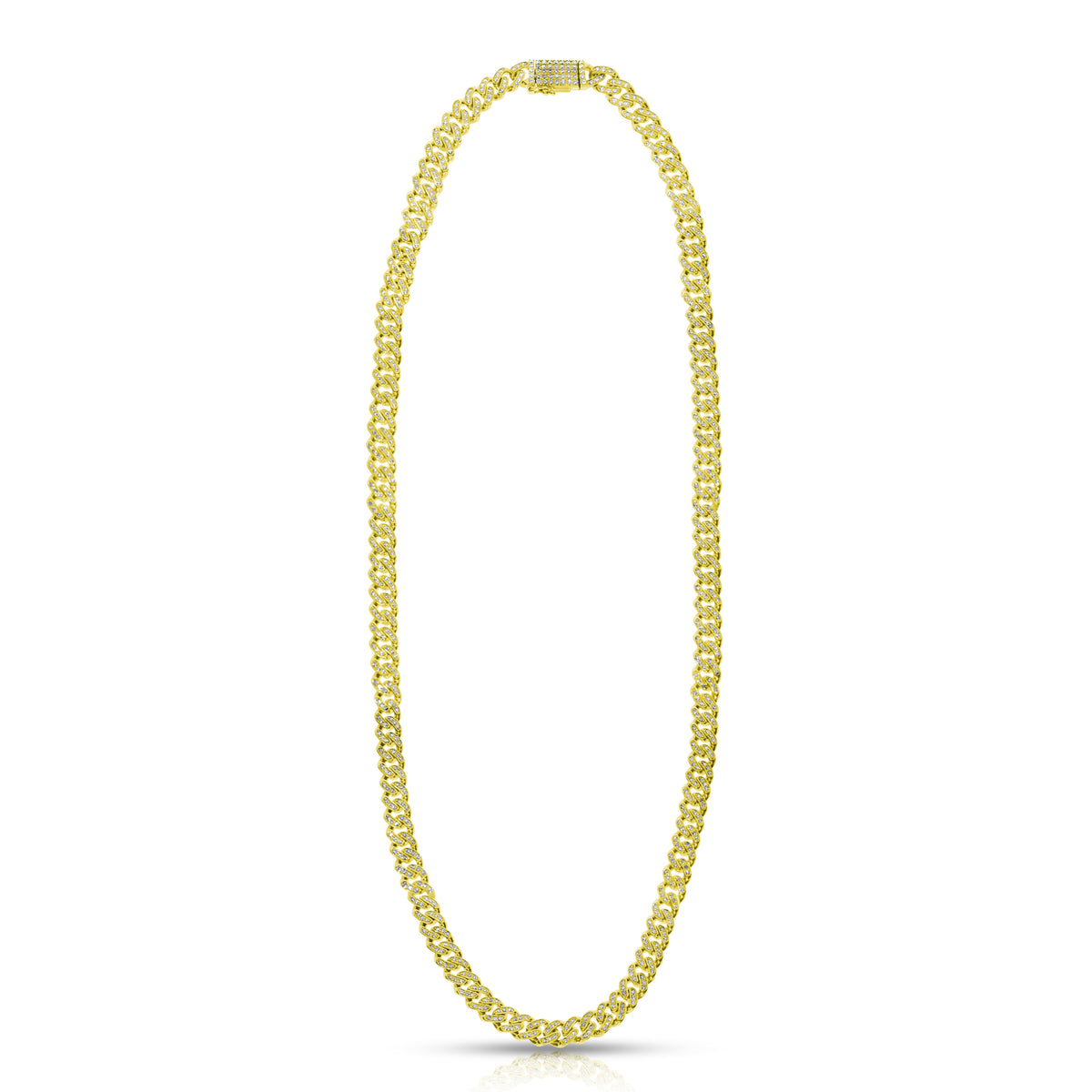 Round Cut Cuban Diamonds Chain in 14K White Gold YB Soul